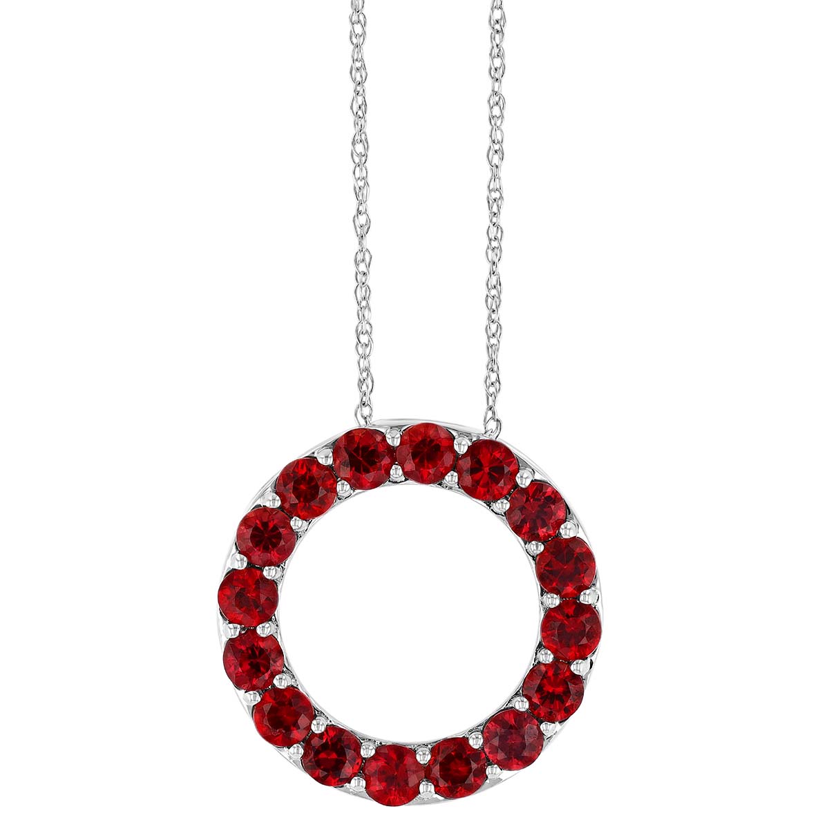 Round Ruby Open Circle Pendant in White Gold | Borsheims