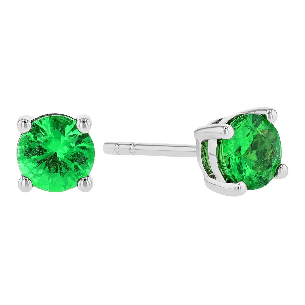Round Tsavorite Garnet Stud Earrings in White Gold | Borsheims