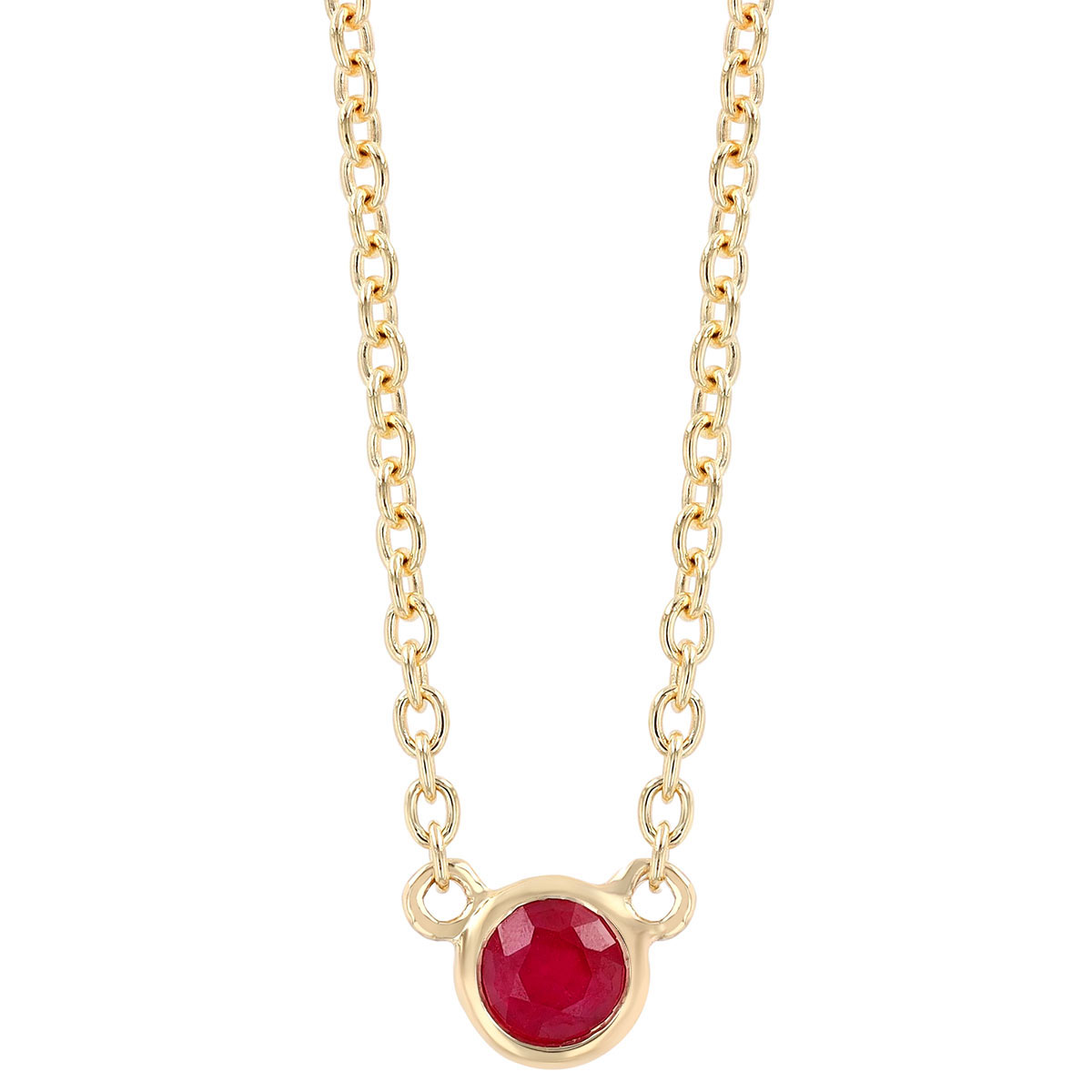 Bezel Set Round Ruby Solitaire Pendant in Yellow Gold | Borsheims