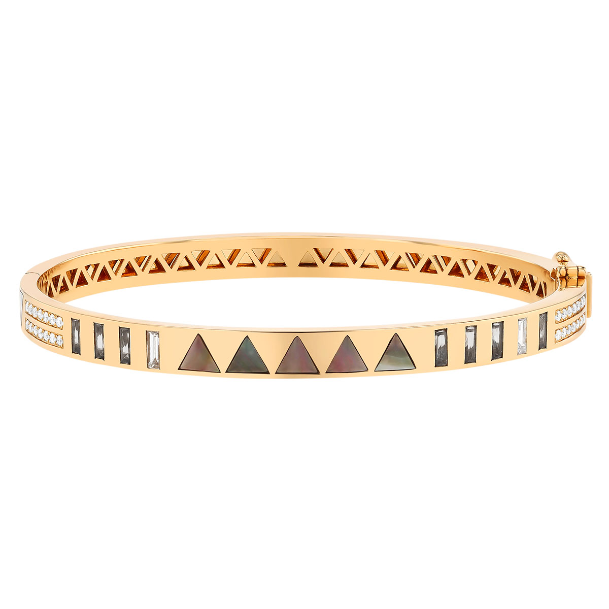Harwell Godfrey Juju Mother of Pearl & Quartz Triangle Inlay Bangle in ...