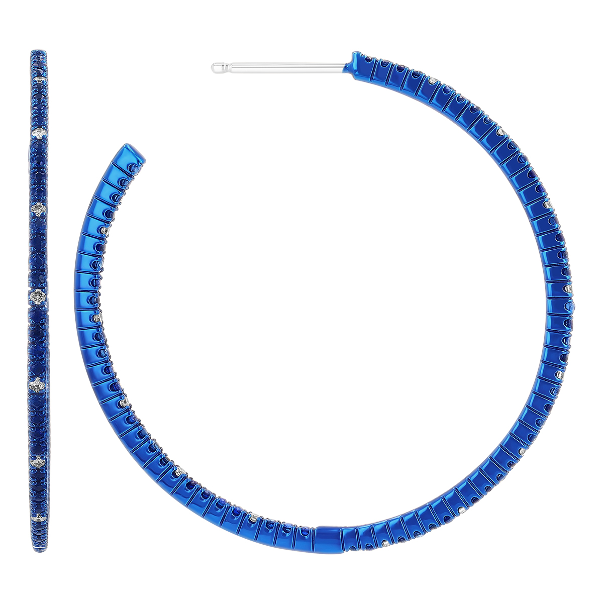 Sapphire & Diamond Hoop Earrings in Blue Rhodium & White Gold | Borsheims