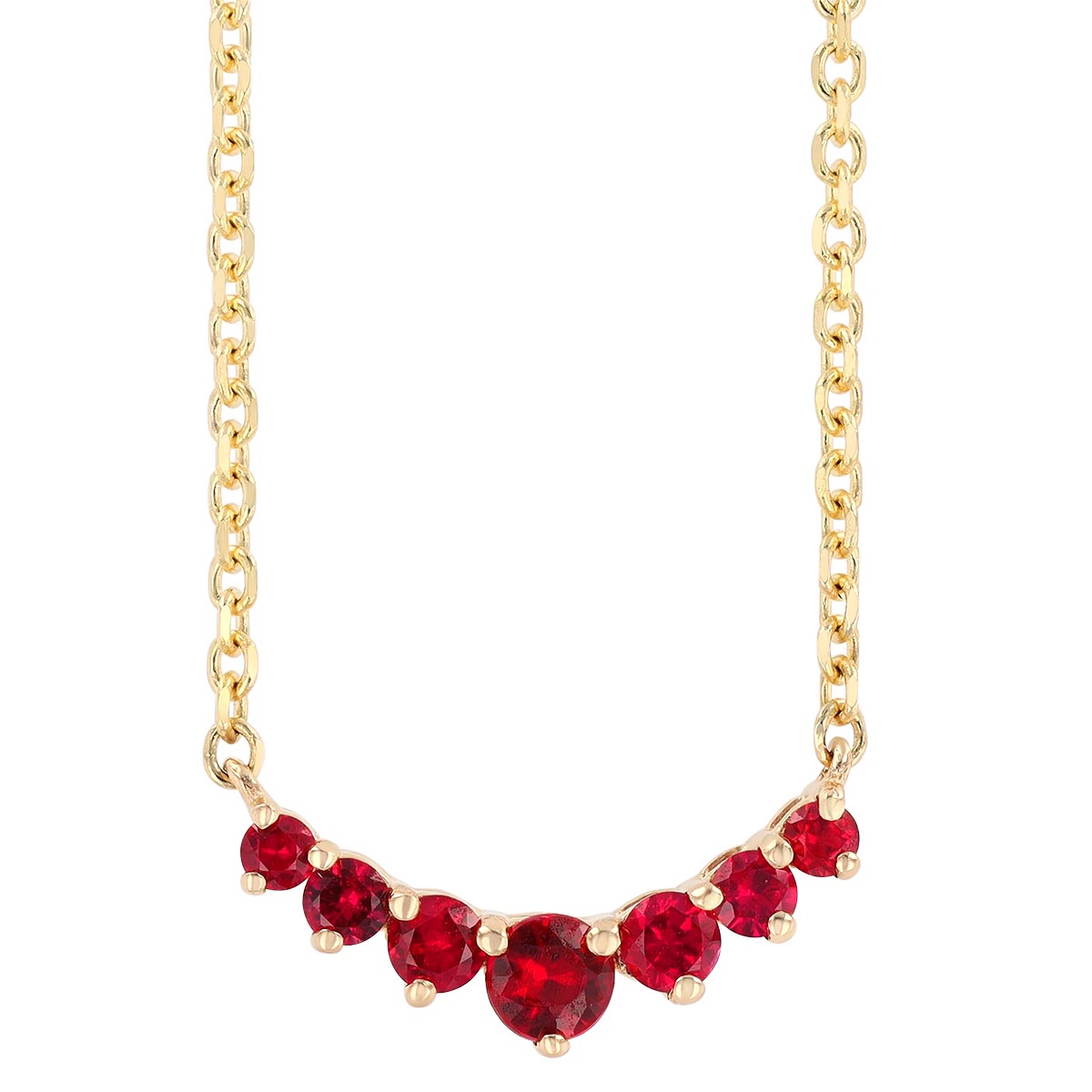 Ruby Graduated Curved Bar Necklace in Yellow Gold, 18" | Borsheims