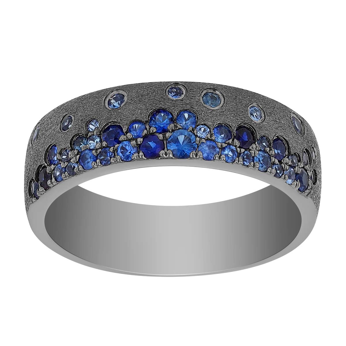 Flush Set Sapphire Scatter Ring in Black Rhodium | Borsheims