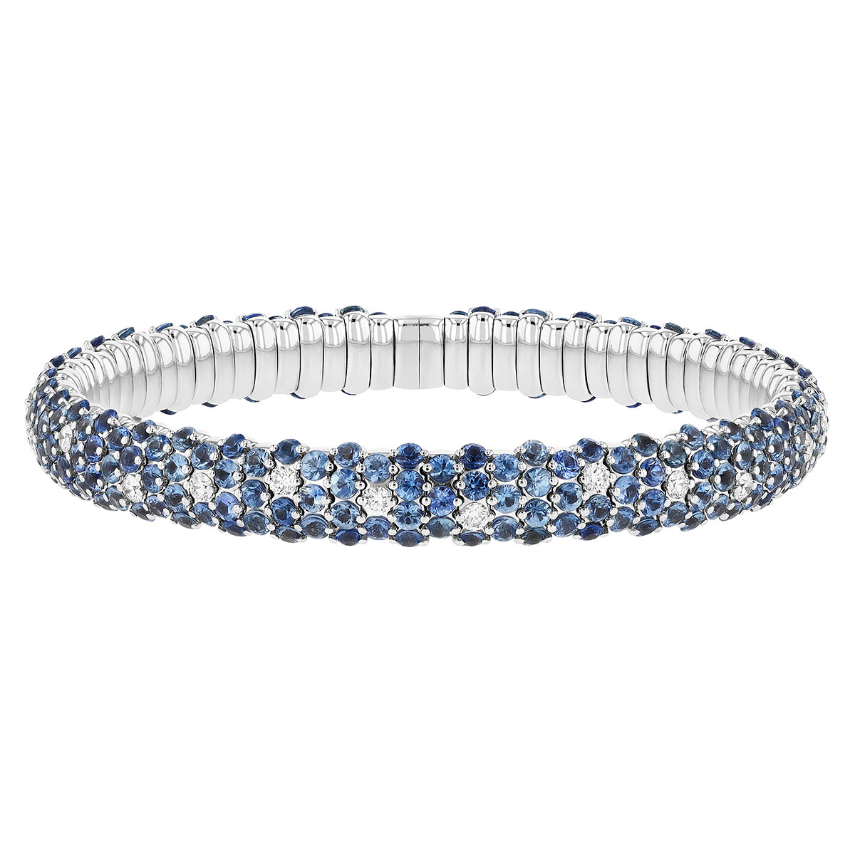 Zydo Pale Blue Sapphire & Diamond Pave Rounded Stretch Bracelet in ...