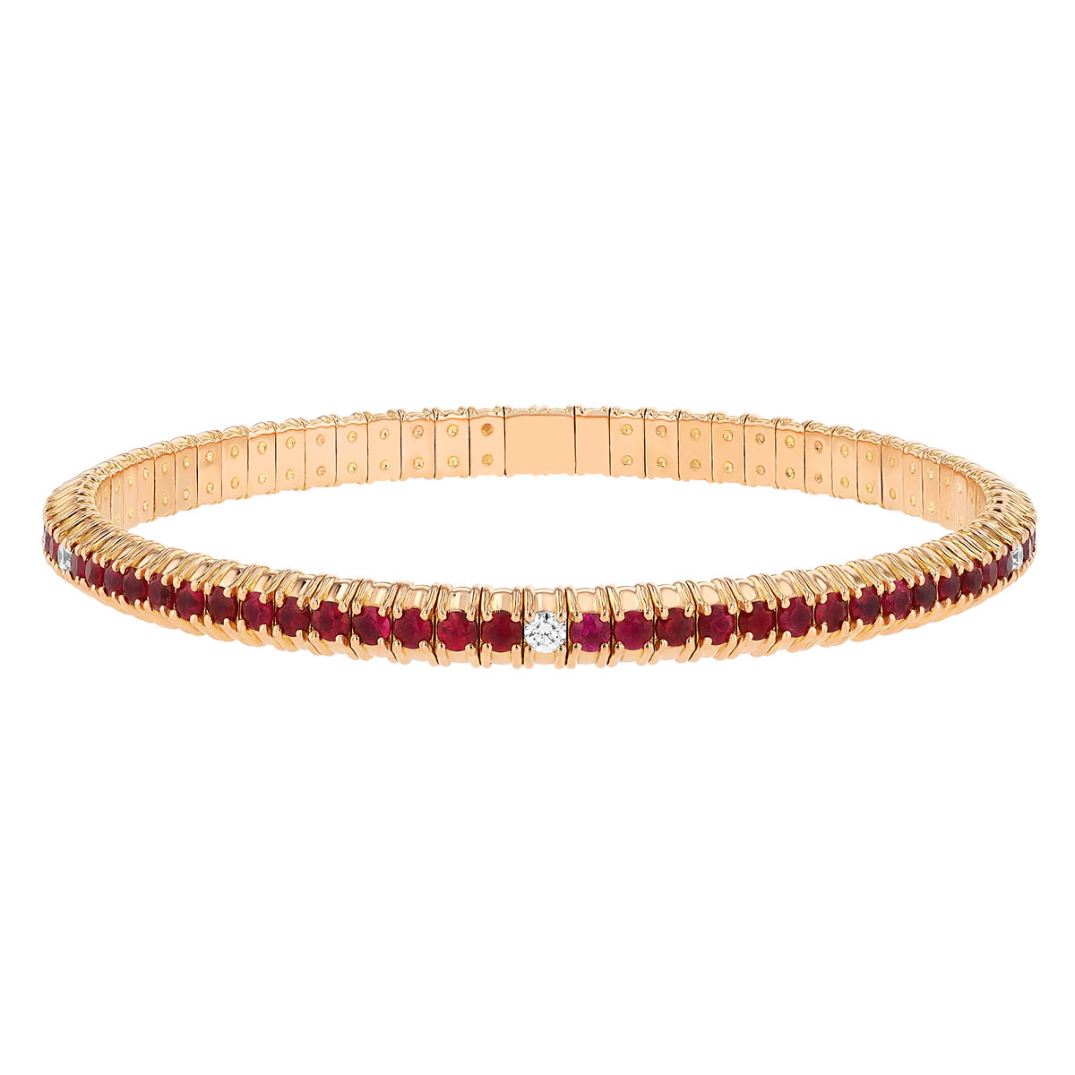 Zydo Ruby & Diamond Prong Set Flex Bracelet in Rose Gold | PU22-76988 ...
