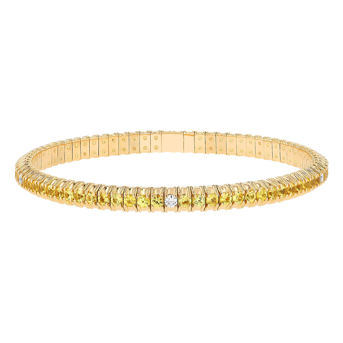 Zydo Yellow Sapphire & Diamond Prong Set Flex Bracelet in Yellow Gold ...