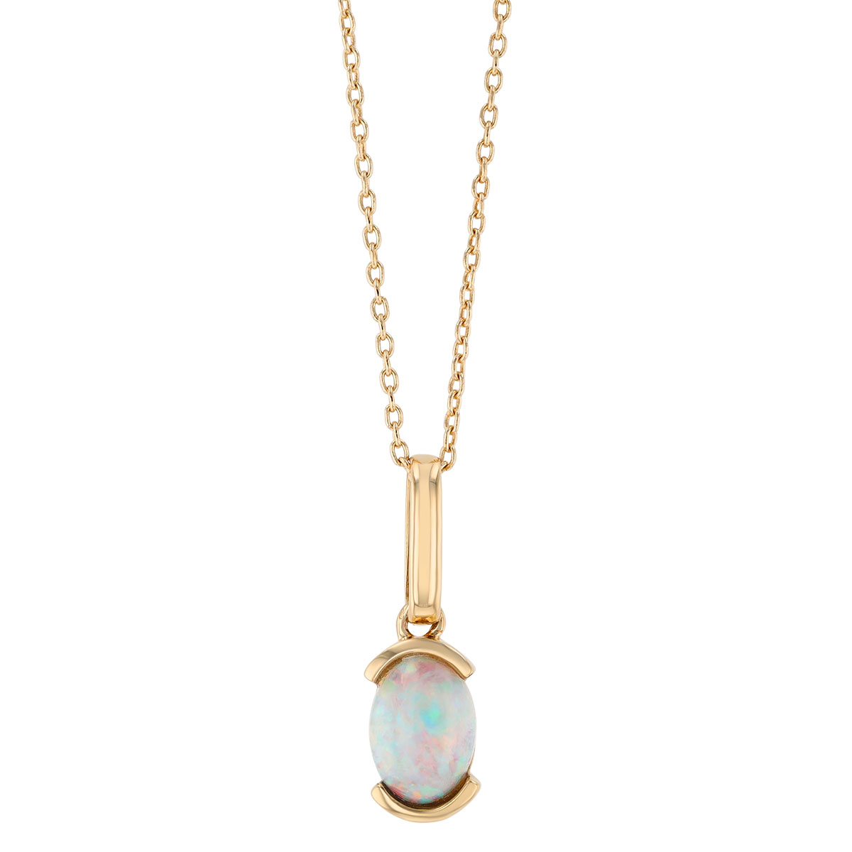 Oval Cabochon Opal Split Bezel Pendant in Yellow Gold | Borsheims