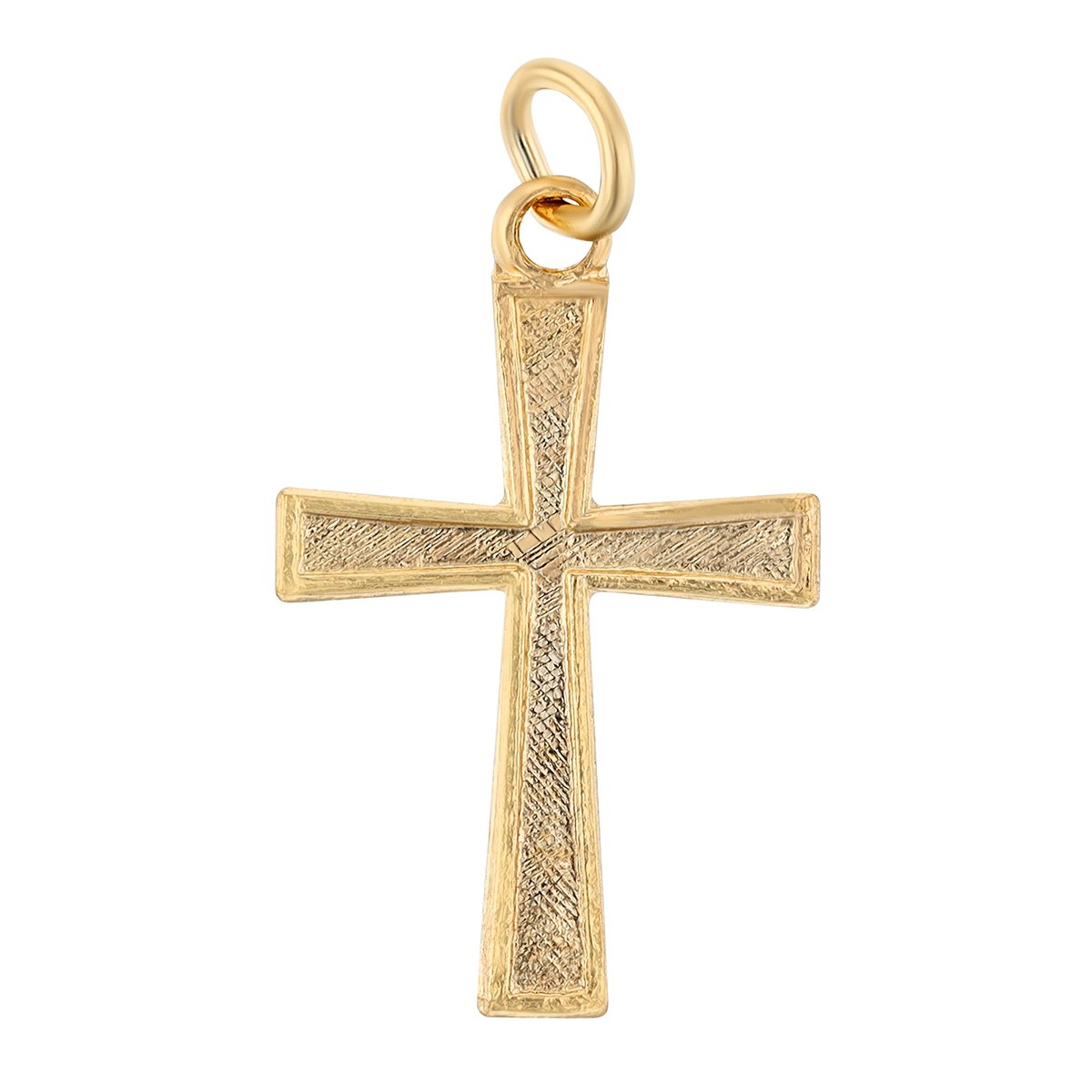 Yellow Gold Engraved Texture Tapered Cross Charm | Borsheims