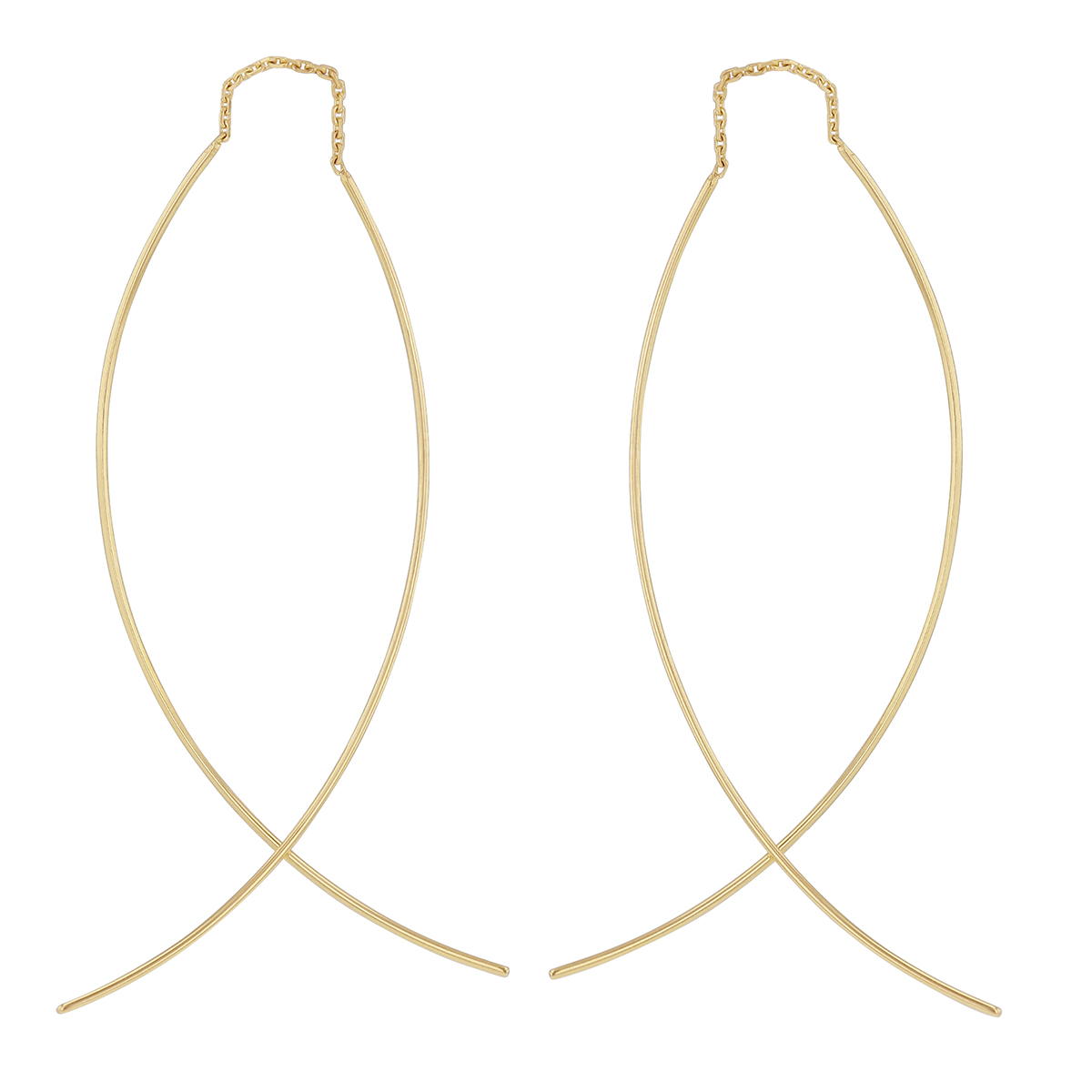 Curved Thin Wire Threader Earrings in Yellow Gold | Borsheims