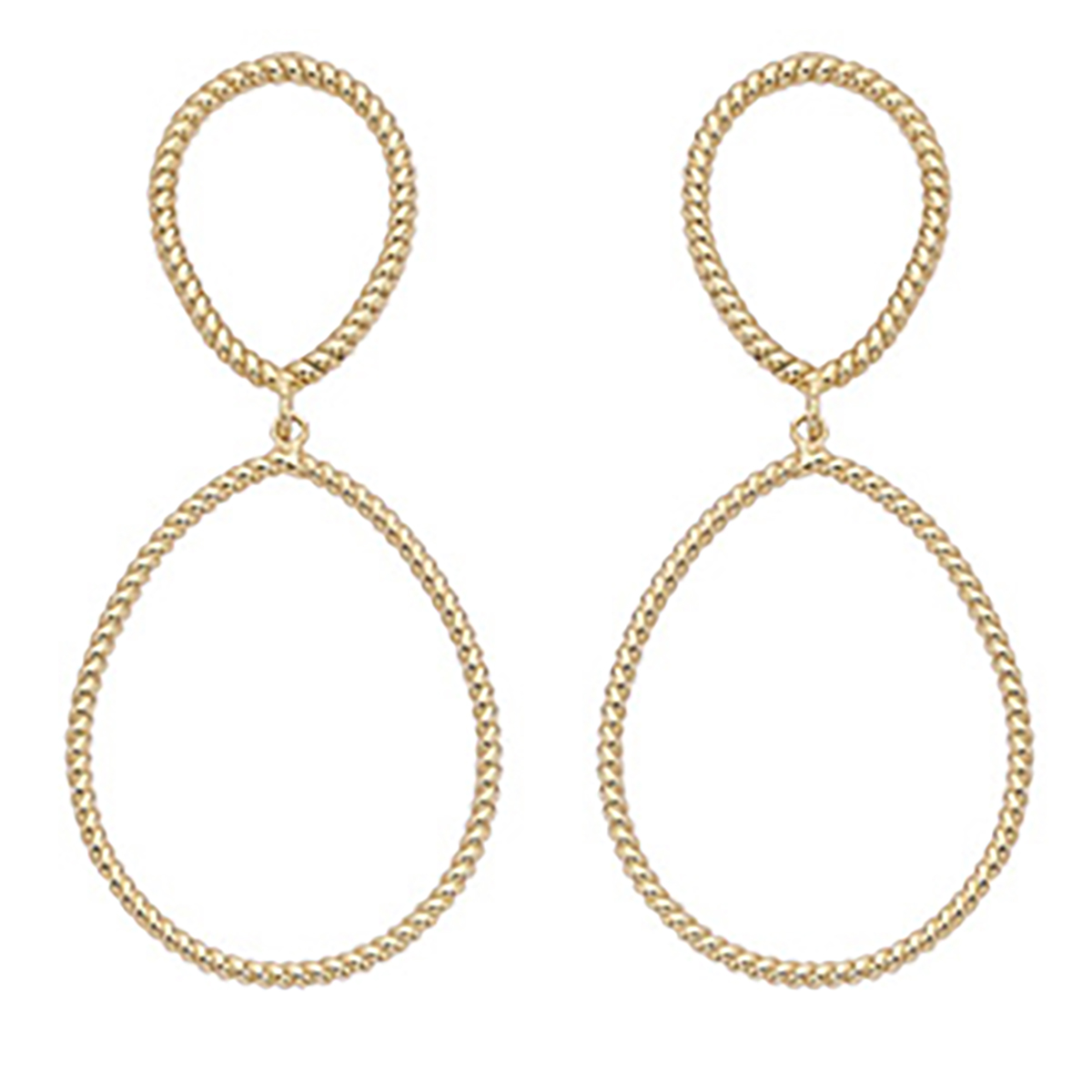 Yellow Gold Textured Double Loop Post Back Drop Earrings | Borsheims