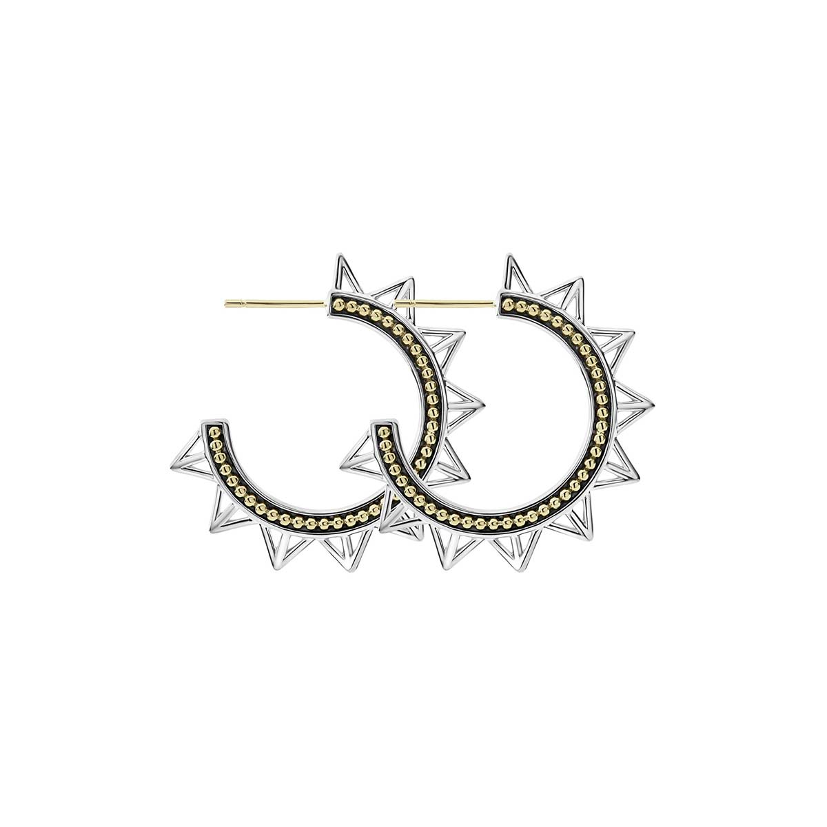 LAGOS Sterling Silver & 18K Yellow Gold Pyramid Spiked Hoop Earrings ... LAGOS Sterling Silver & 18K Yellow Gold Pyramid Spiked Hoop Earrings ...