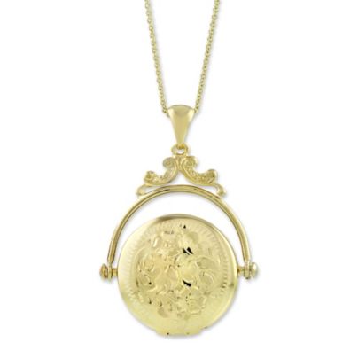 14K Yellow Gold Engraved Locket with Chain, 16-18" | Borsheims