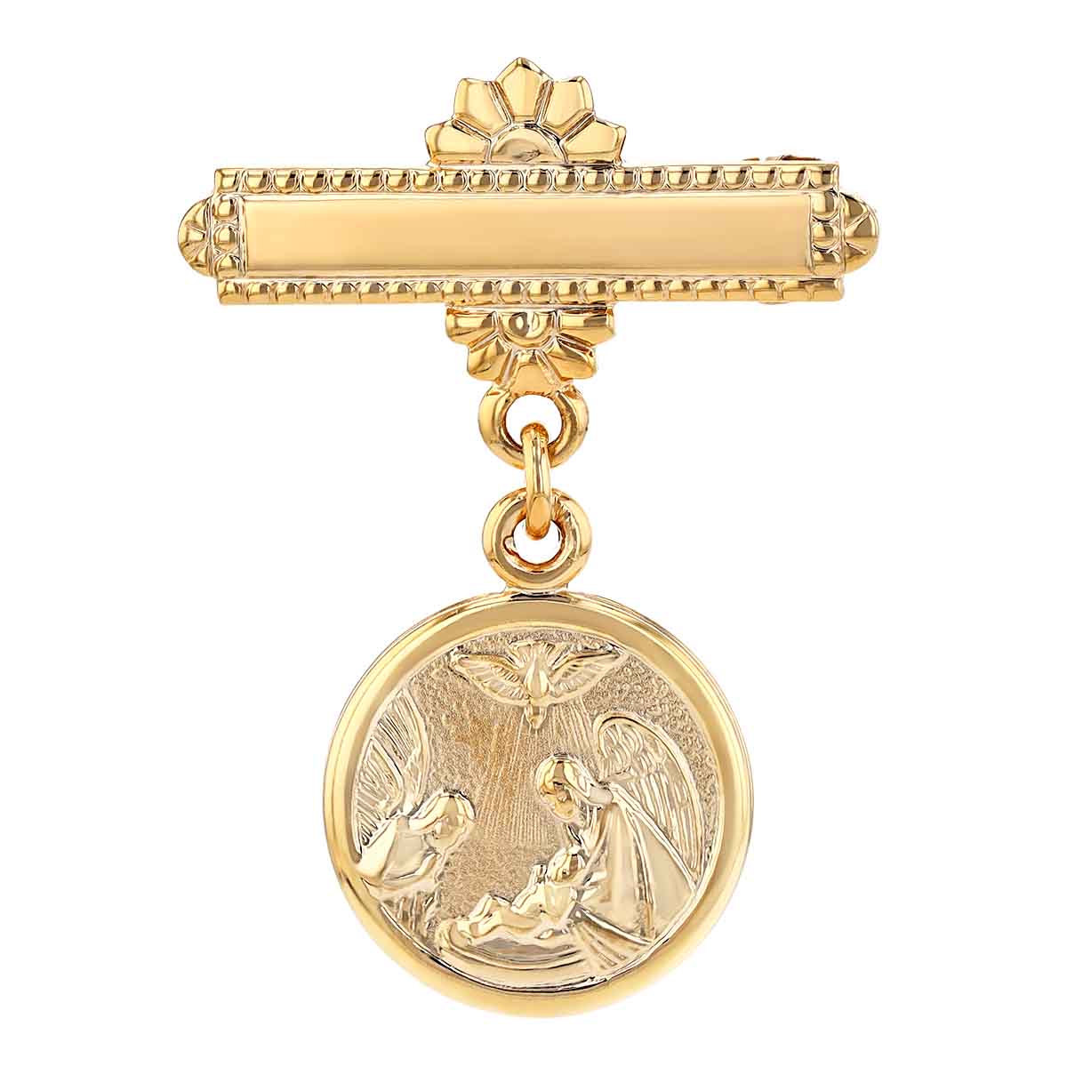 Yellow Gold Bar & Guardian Angel Charm Pin | Borsheims