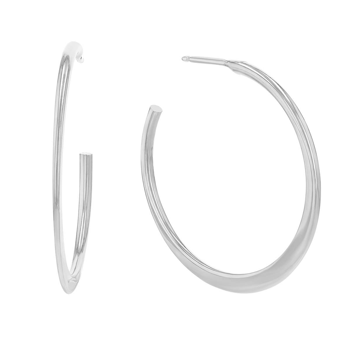 Sterling Silver Tapered Hoop Earrings, 1 1/4 Sterling Silver Tapered Hoop Earrings, 1 1/4