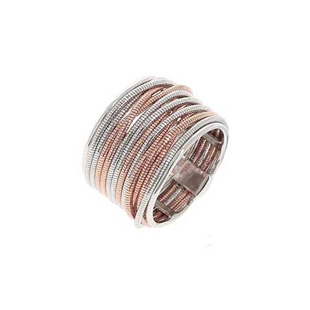 Pesavento Rose Tone & Sterling Silver 12 Strand DNA Spring Ring ...
