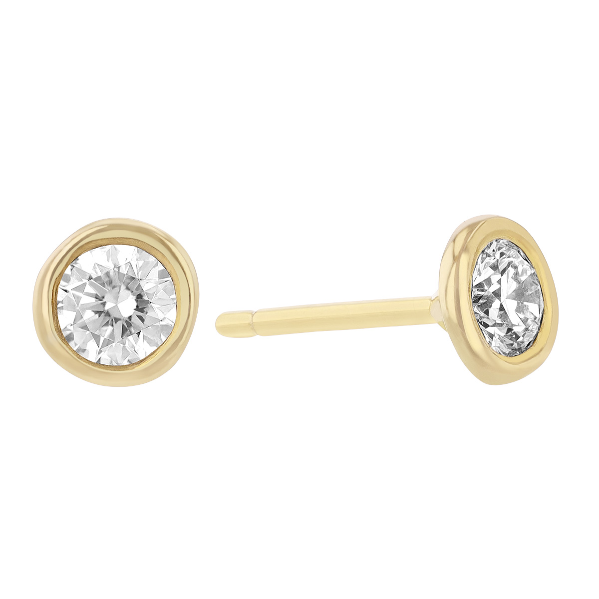 Diamond Bezel Set Stud Earrings in Yellow Gold | Borsheims