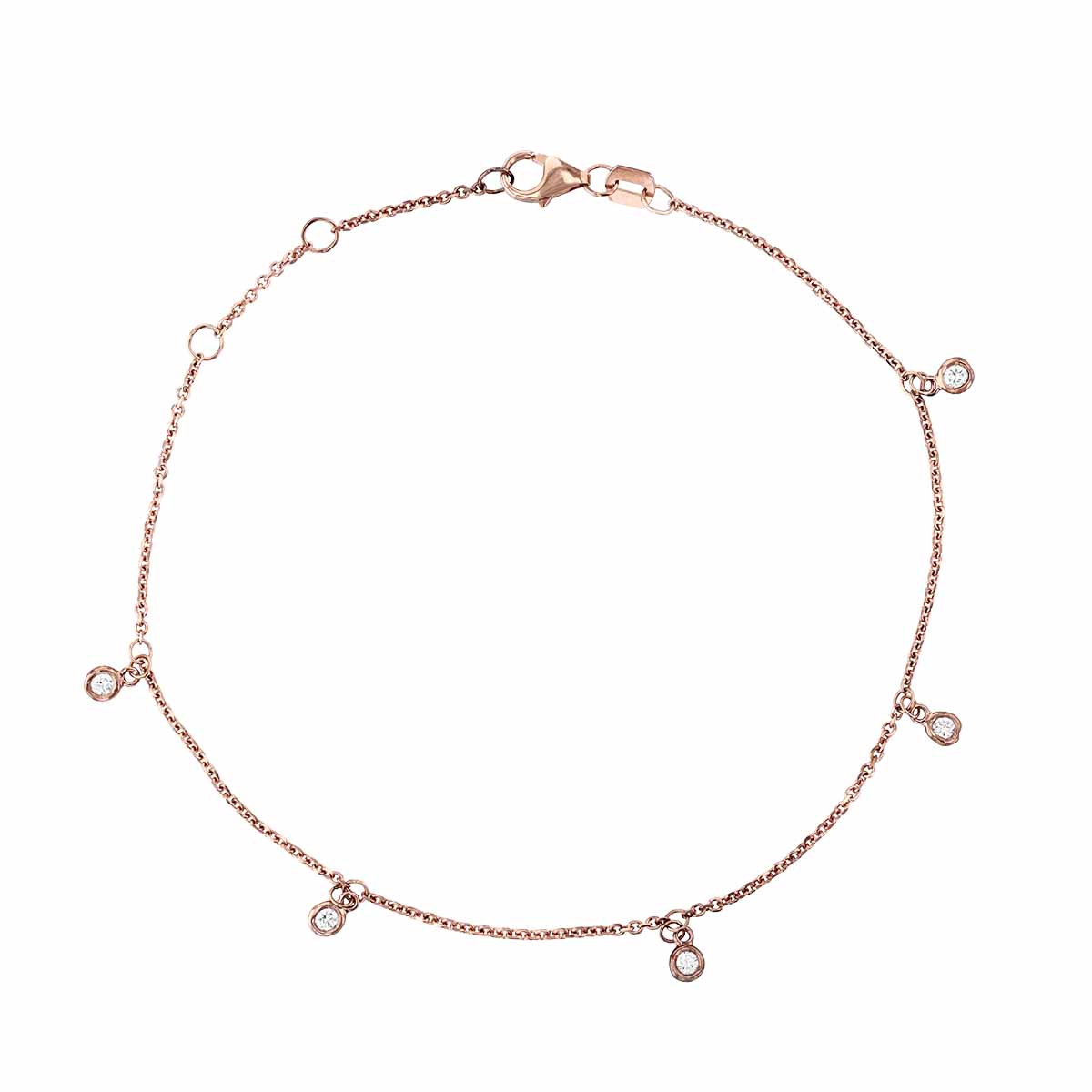 Diamond 5 Drop Station Bracelet in Rose Gold, 0.11 cttw | Borsheims