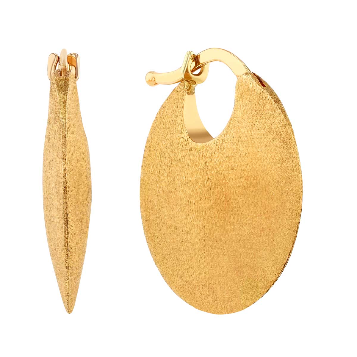 Yellow Gold Textured Disc Hoop Earrings | Borsheims