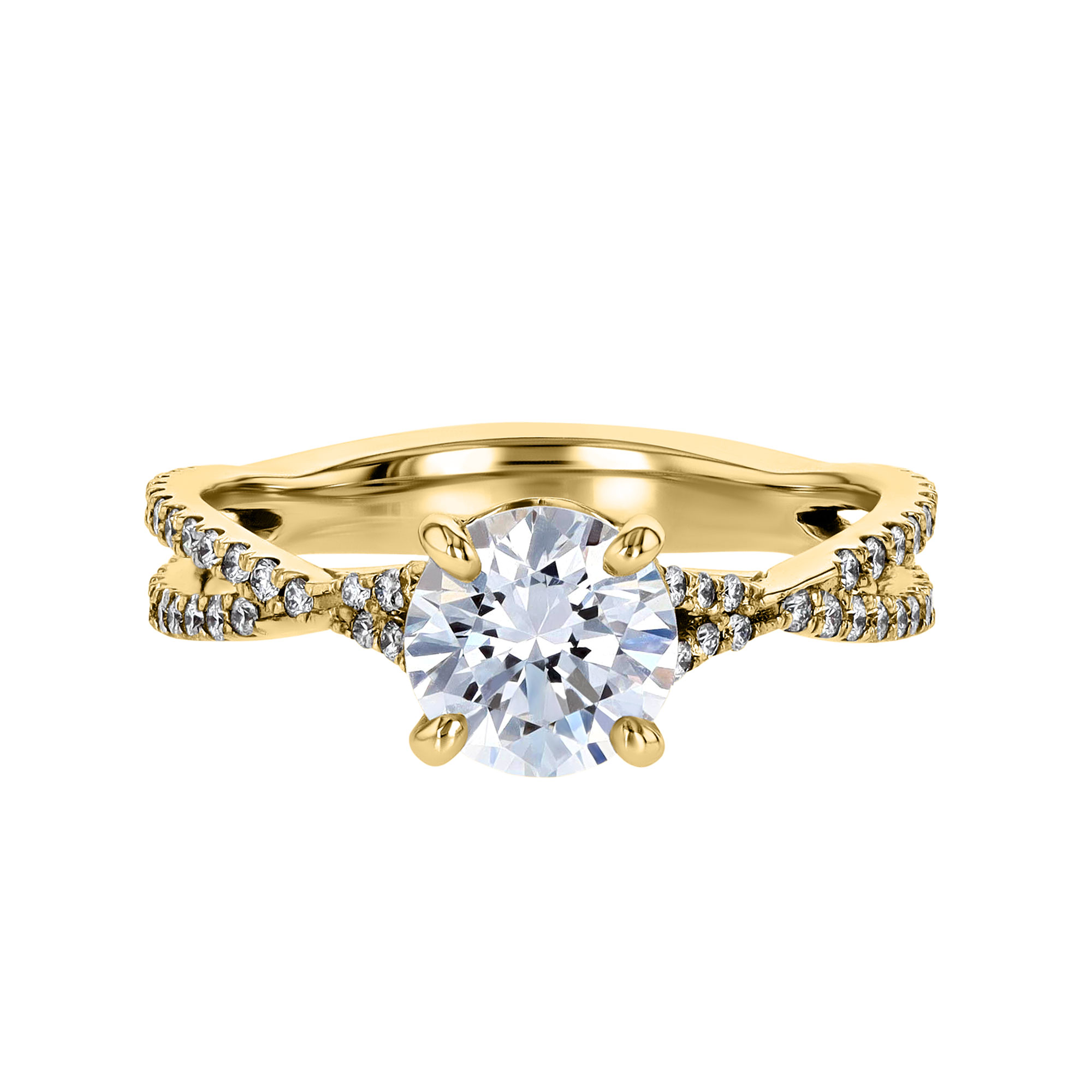 Yellow Gold Diamond Criss Cross Shank Engagement Ring Setting | Borsheims