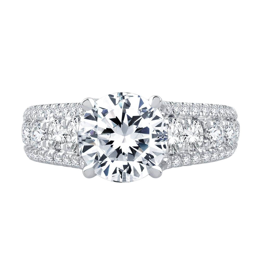 A. Jaffe Graduated Diamond 3 Row Side Stone Engagement Ring Setting in ...