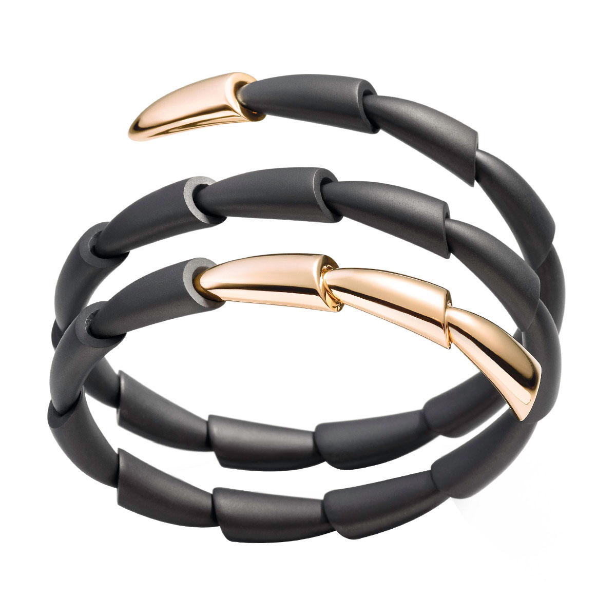 Vhernier Calla Whip Black Titanium & Yellow Gold Wrap Bracelet ...
