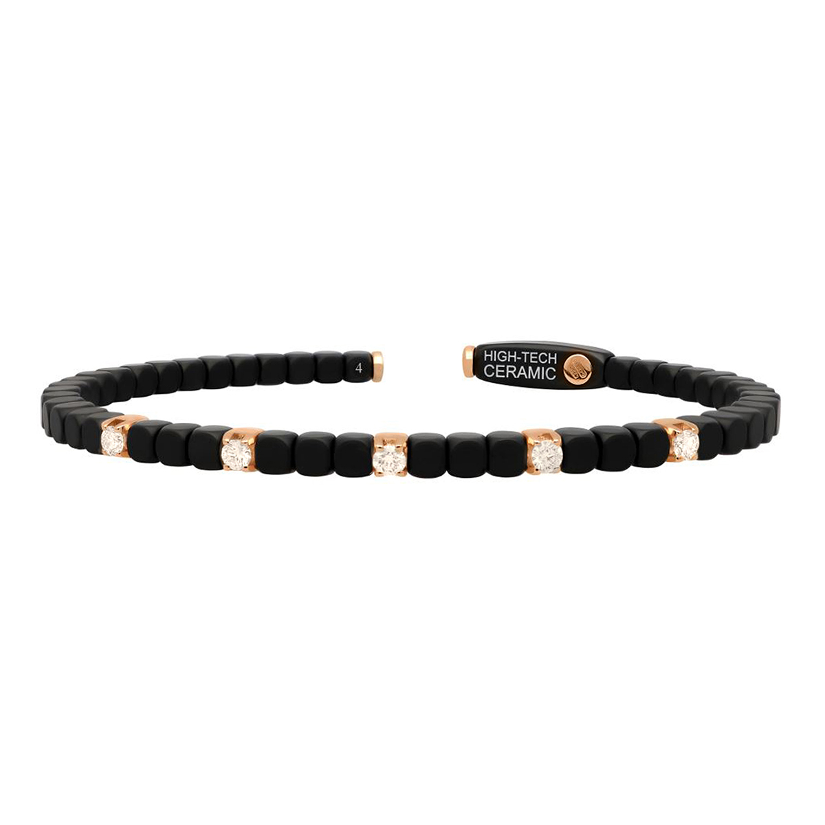 Roberto Demeglio 18k Rose Gold And Black Ceramic Champagne Diamond Dado