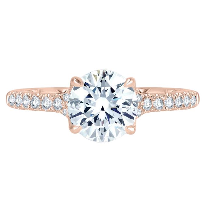 A. Jaffe Diamond Shank Ring Setting in Rose Gold with Quilted Euro ...