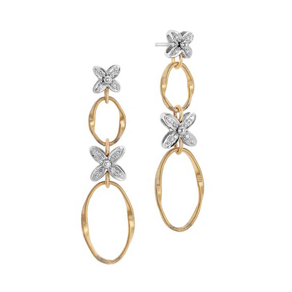 Marco Bicego Marrakech Onde Diamond Flower Double Drop Earrings in ...