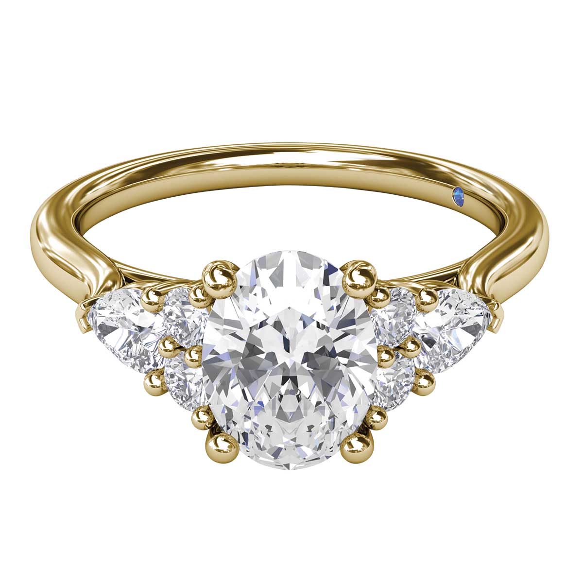 Pear Shaped Diamond Side Cluster Engagement Ring Setting in White Gold ...