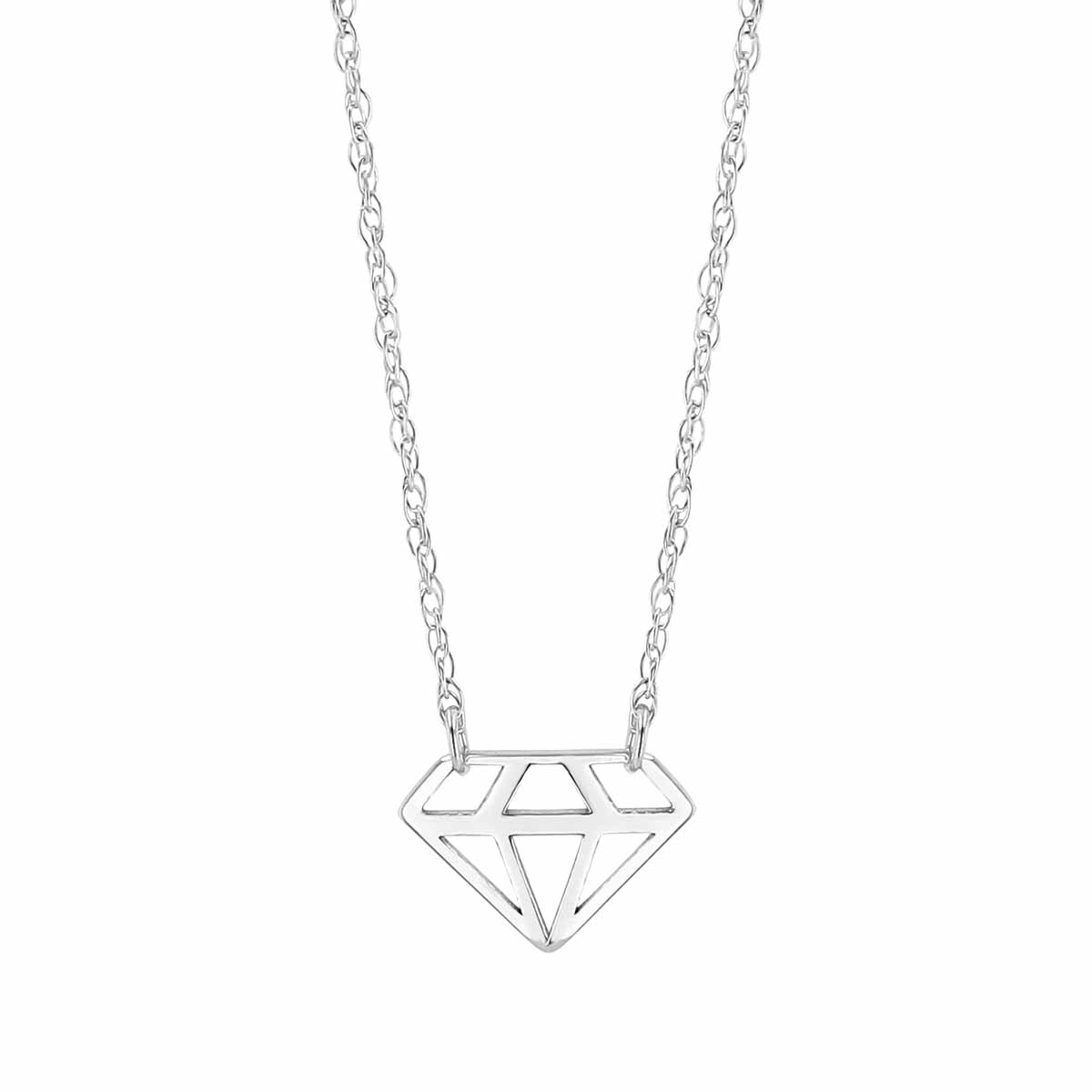 White Gold Diamond Shape Necklace, 18" | Borsheims
