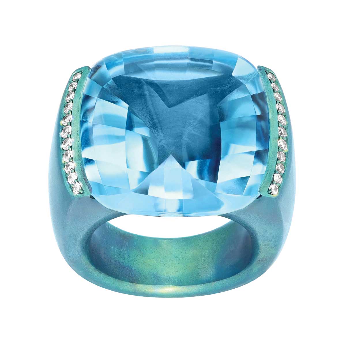 Vhernier Rainbow Topaz & Diamond Ring in Colored Titanium | T01566A 612 ...