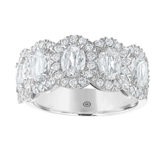 Christopher Designs L'Amour Crisscut Oval Diamond & Halo Wedding Band ...