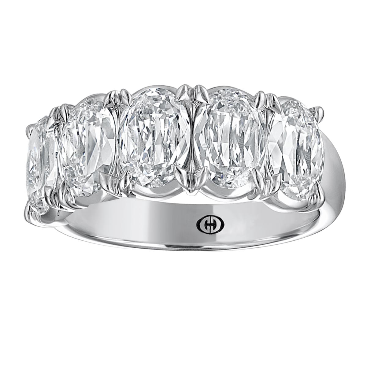 Christopher Designs L'Amour Crisscut Oval 5 Stone Wedding Band in White ...