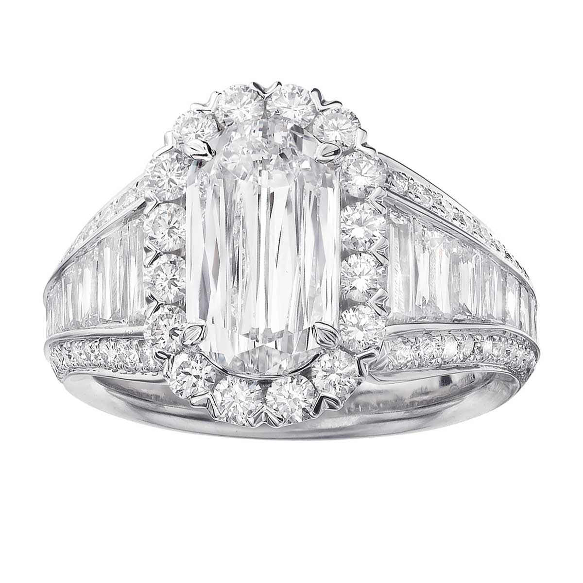 Christopher Designs L'Amour Crisscut Diamond Halo Engagement Ring with ...