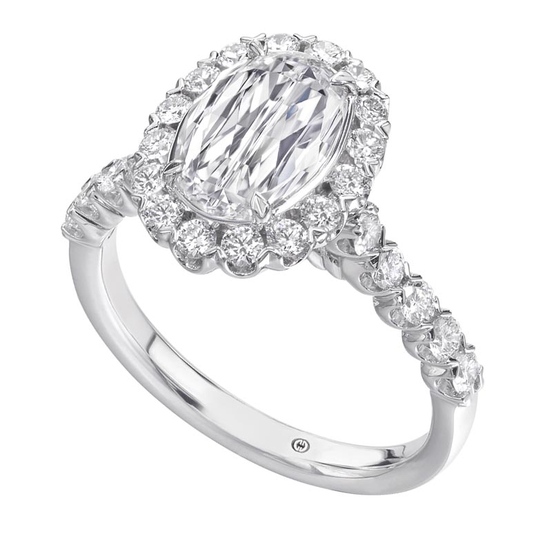 Christopher Designs L'Amour Crisscut Oval Diamond Halo Engagement Ring ...