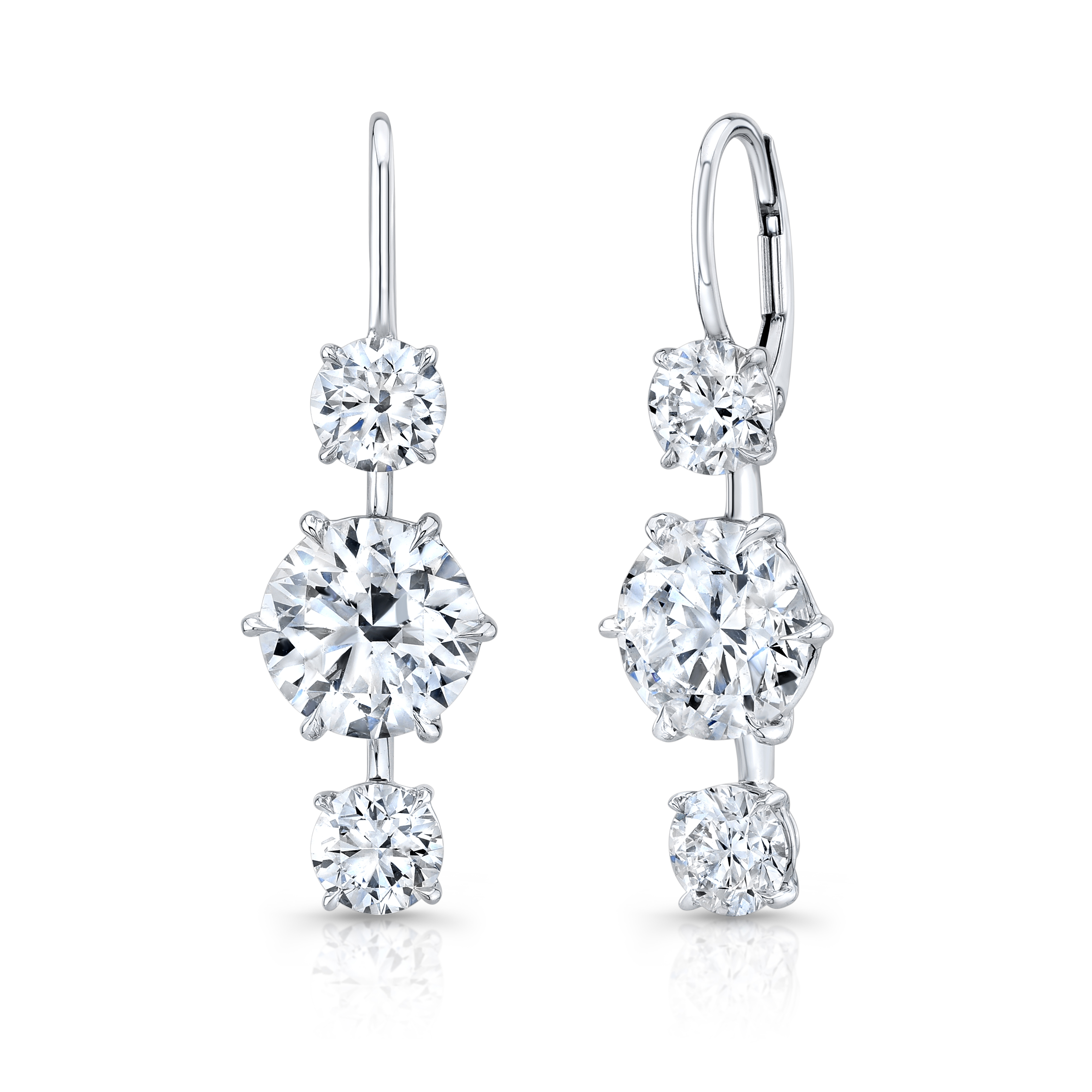 Rahaminov Graduated Round Diamond Trio Drop Earrings in White Gold ...
