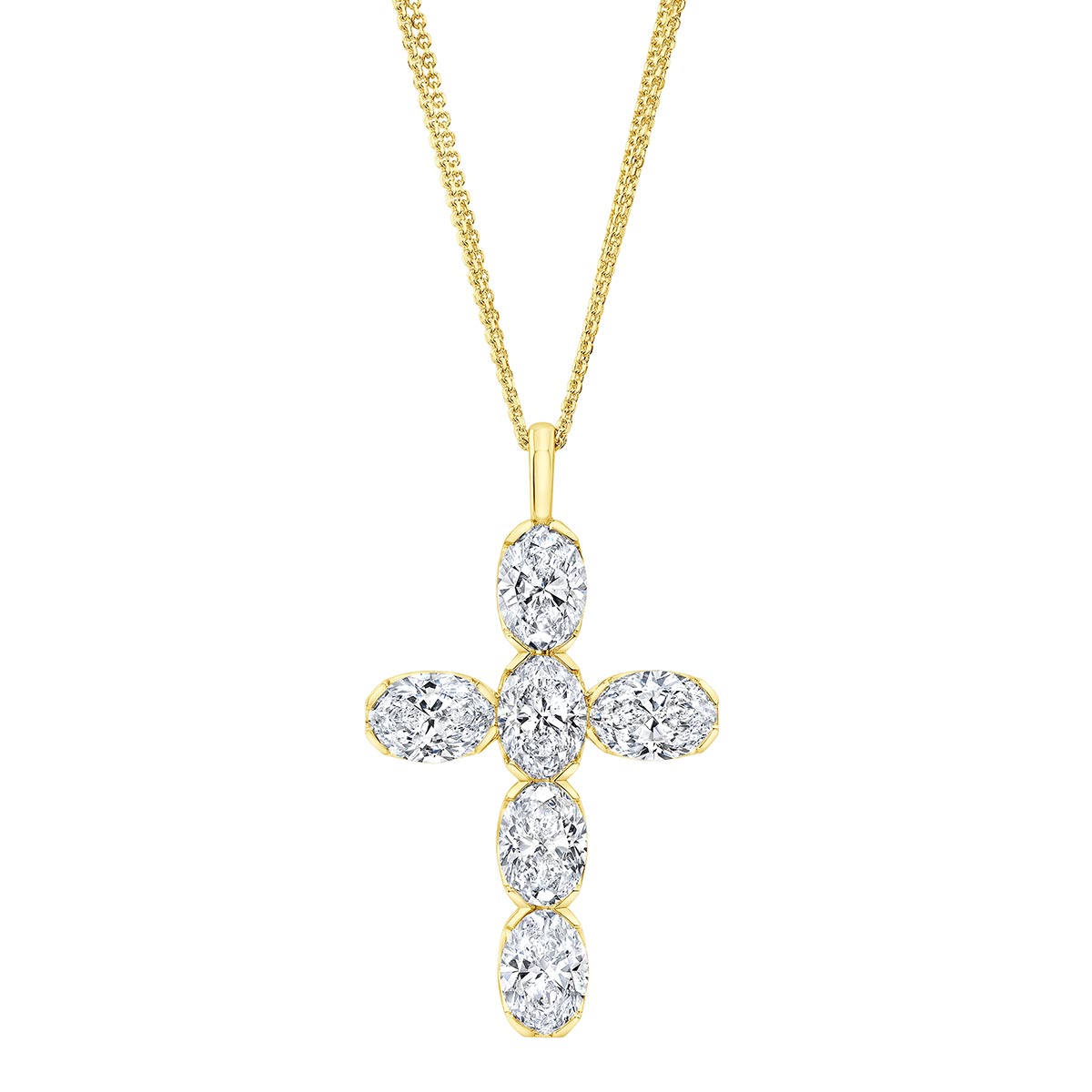 Rahaminov Oval Diamond Cross Necklace in Yellow Gold, 18" | NK-8198 ...