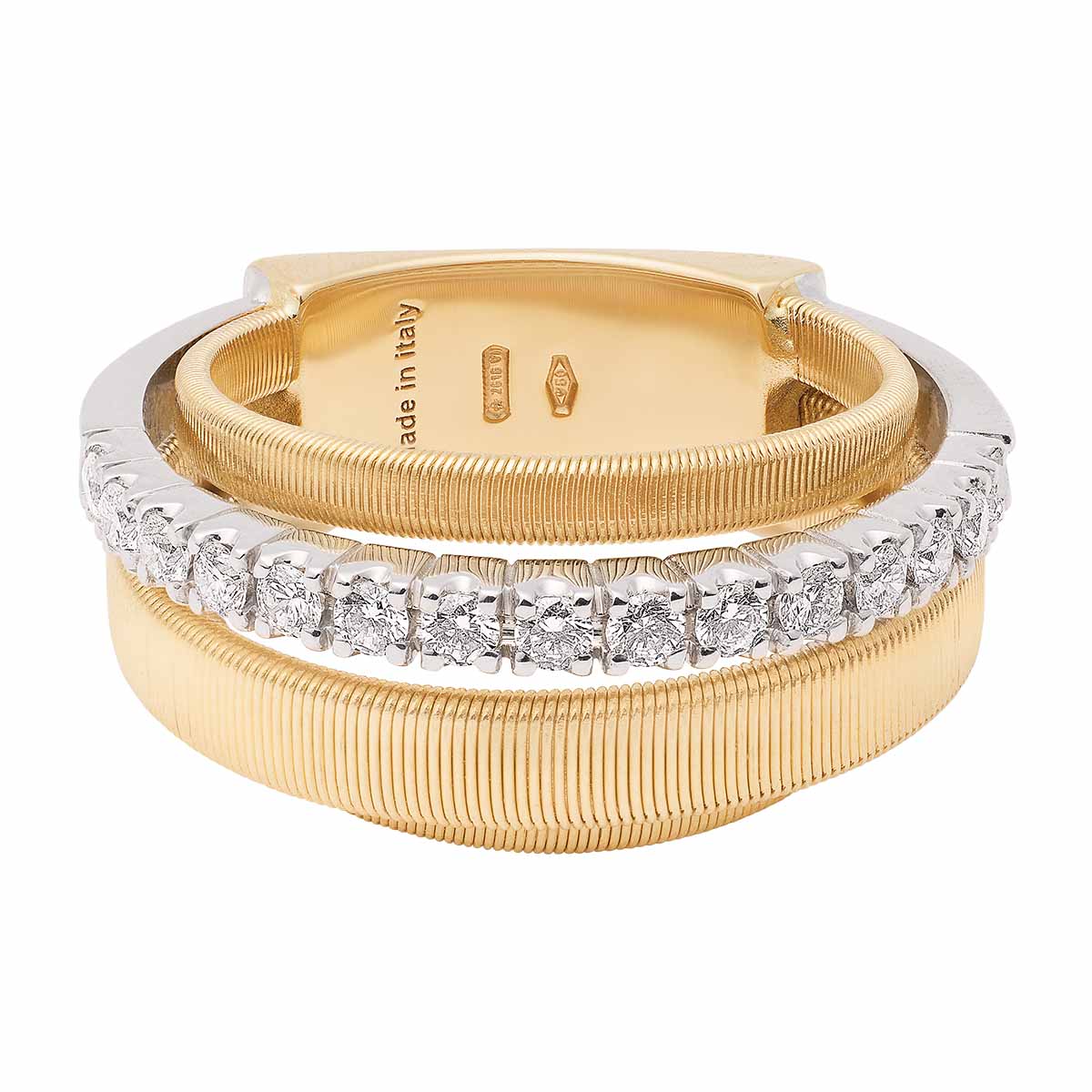 Marco Bicego Masai Single-Row Diamond Ring in Yellow & White Gold ...