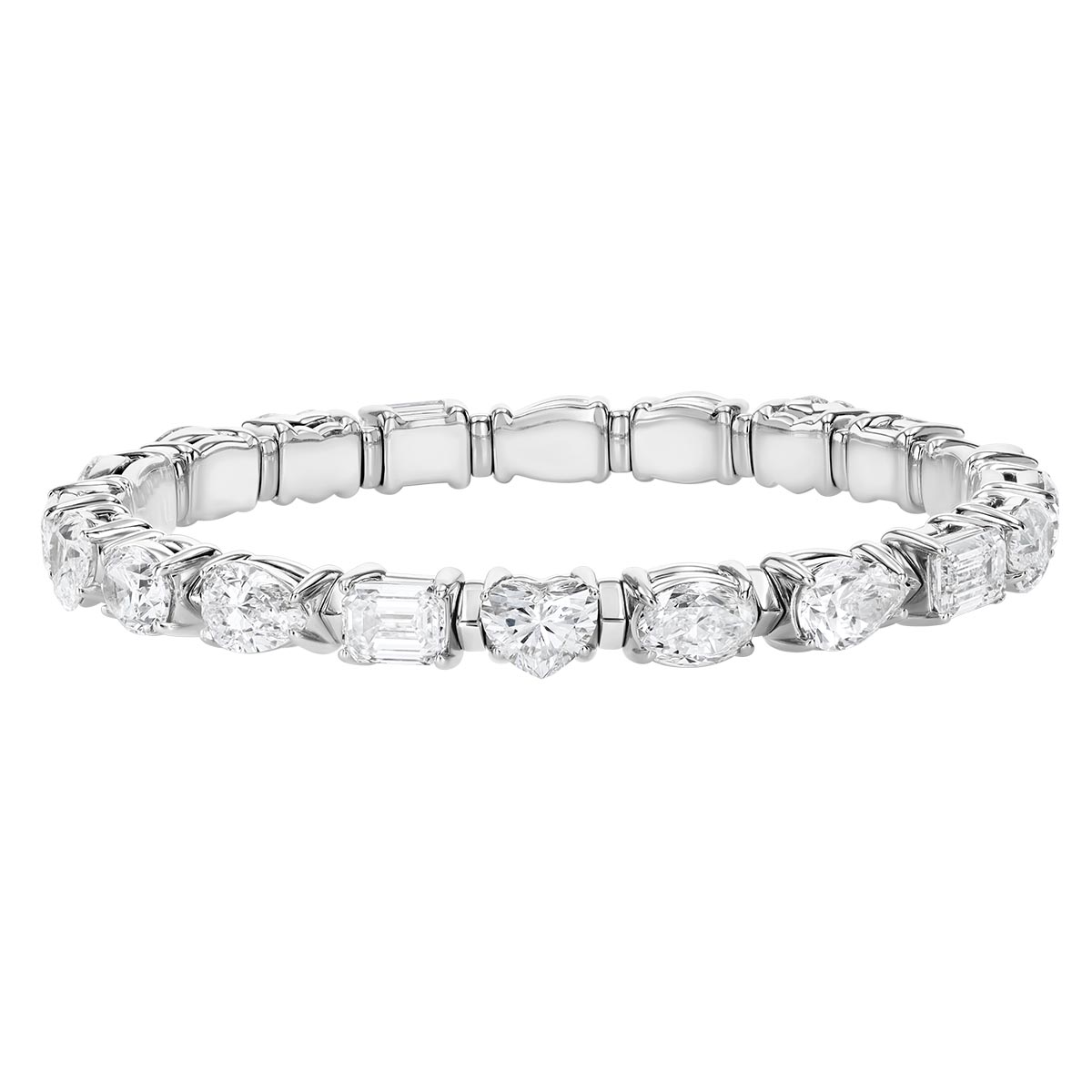 Zydo Multi Shape Diamond Stretch Tennis Bracelet in White Gold | PU140 ...