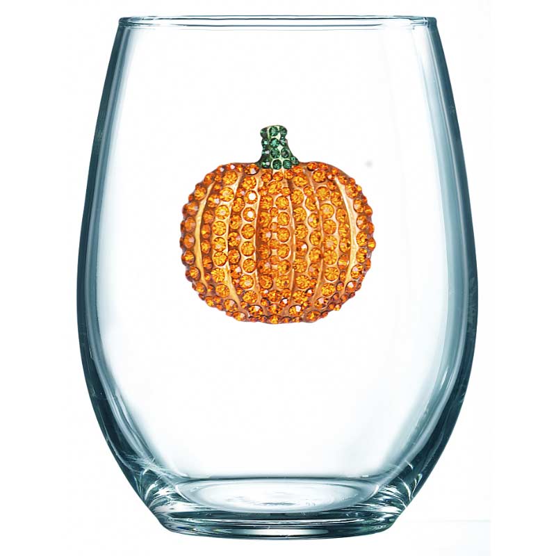 The Queens Jewels Pumpkin Jeweled Stemless Wine Glass 0900 003 200 Borsheims