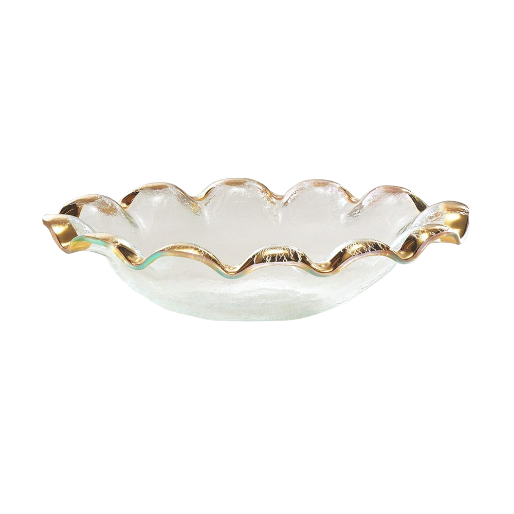 Annieglass Ruffle Gold Oval Serving Bowl | G217 | Borsheims