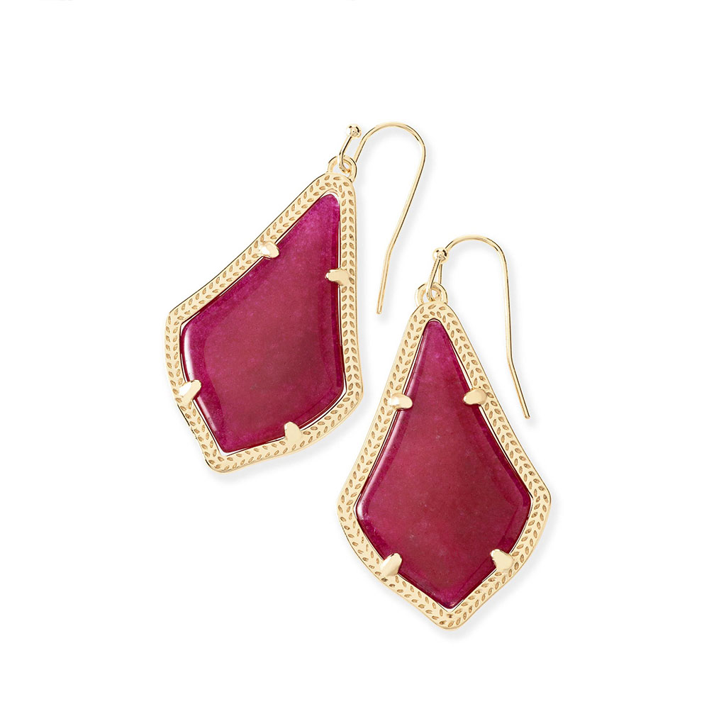 Kendra Scott Alex Gold Tone Maroon Jade Drop Earrings | Borsheims