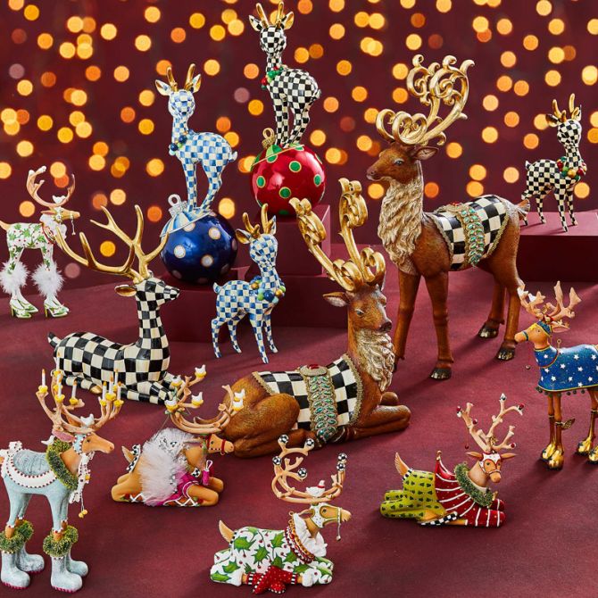 MacKenzie Childs Patience Brewster Dash Away Siting Vixen Reindeer Figure 08 41103 Borsheims