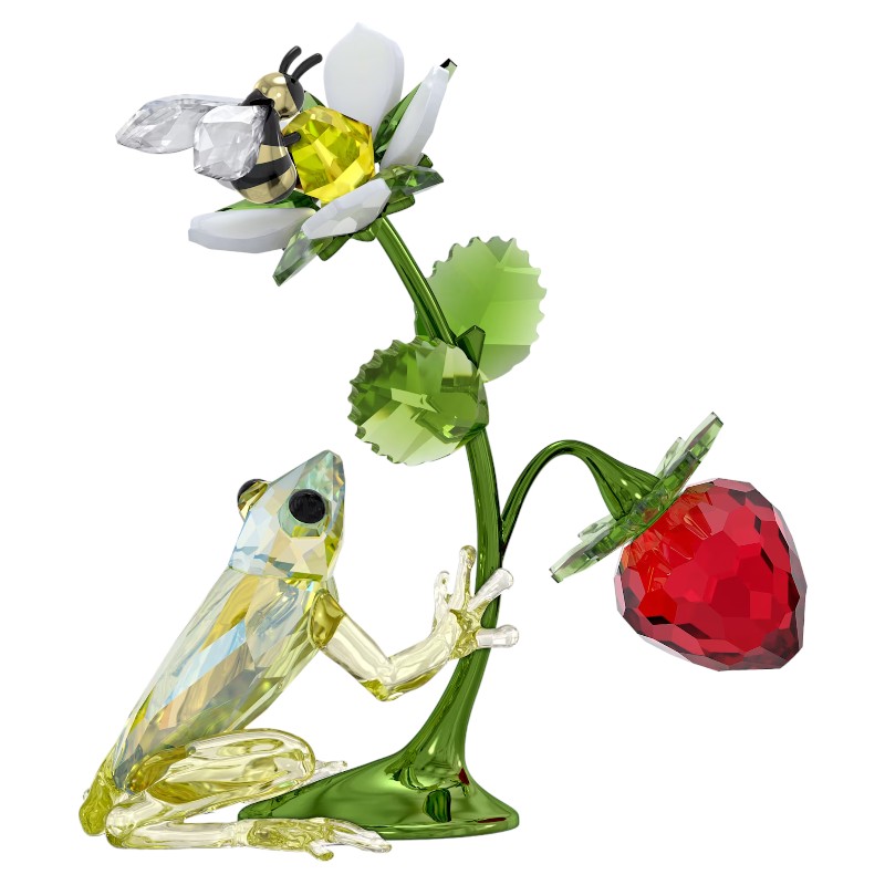 Swarovski Idyllia Frog Figurine, Bee and Strawberry | 5667599 | Borsheims