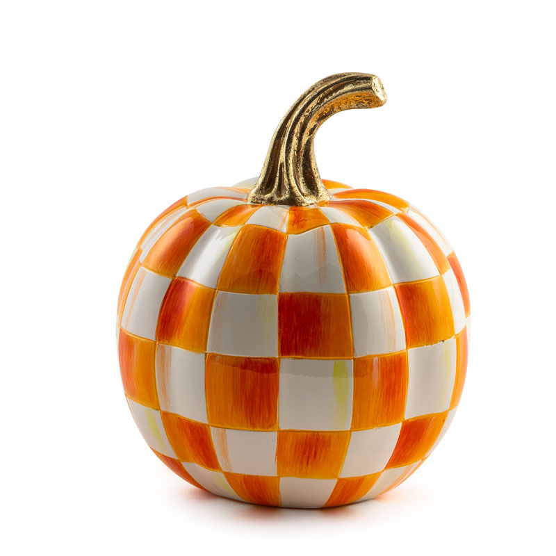 MacKenzie-Childs Orange Check Pumpkin, Mini | 35509-0833 | Borsheims