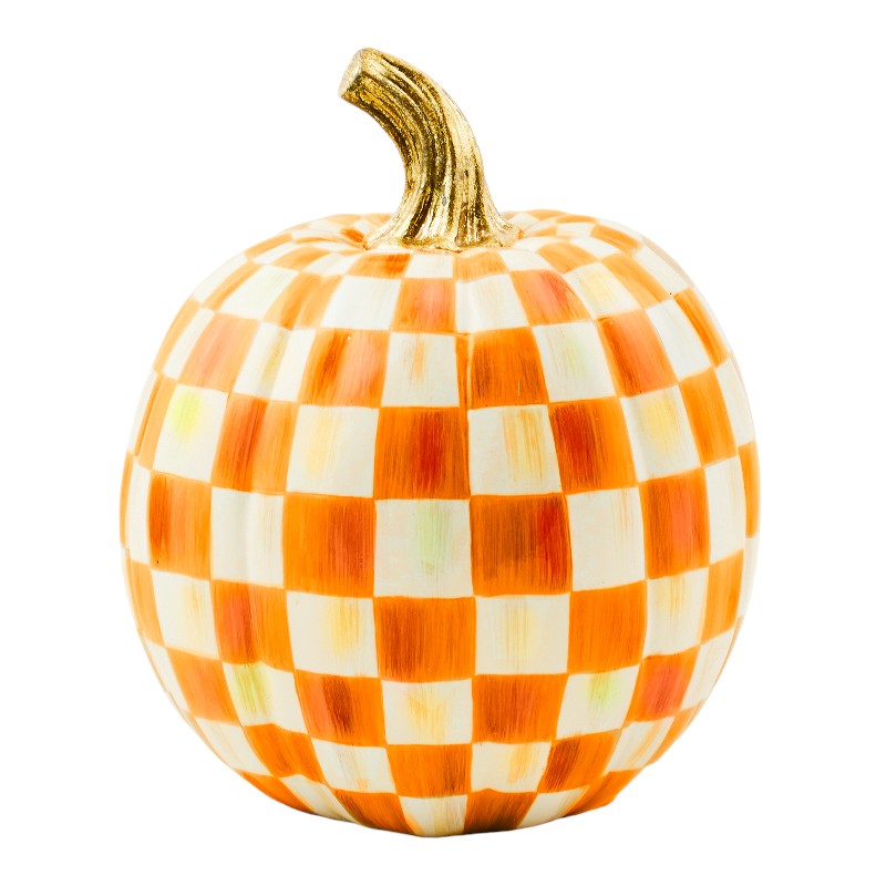 MacKenzie-Childs Orange Check Pumpkin, Small | 35509-1128 | Borsheims