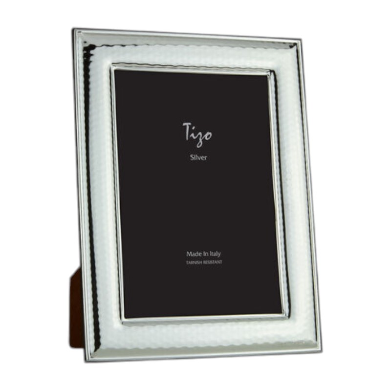 TIZO Bezel Edged Hammered Silverplate Frame, 8x10 | 1101-80 | Borsheims