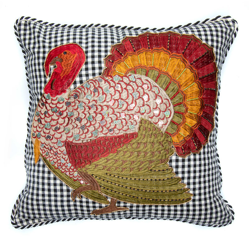 MacKenzie-Childs Gingham Turkey Pillow | 75759-011 | Borsheims