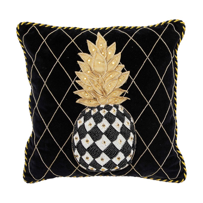 MacKenzie-Childs Pineapple Black Pillow | 75759-087 | Borsheims