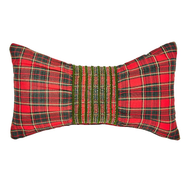 MacKenzie-Childs Tartan Red Bow Throw Pillow | 75753-121 | Borsheims